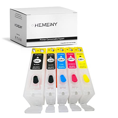 HEMEINY Empty Refillable Ink Cartridges Replacement for Canon PGI-250 CLI-251,Works with PIXMA MG5420 IP7220 MX722 MX922 MG5520 MG6420 MG5620 MG6620 MG5522 iX6820 Printer