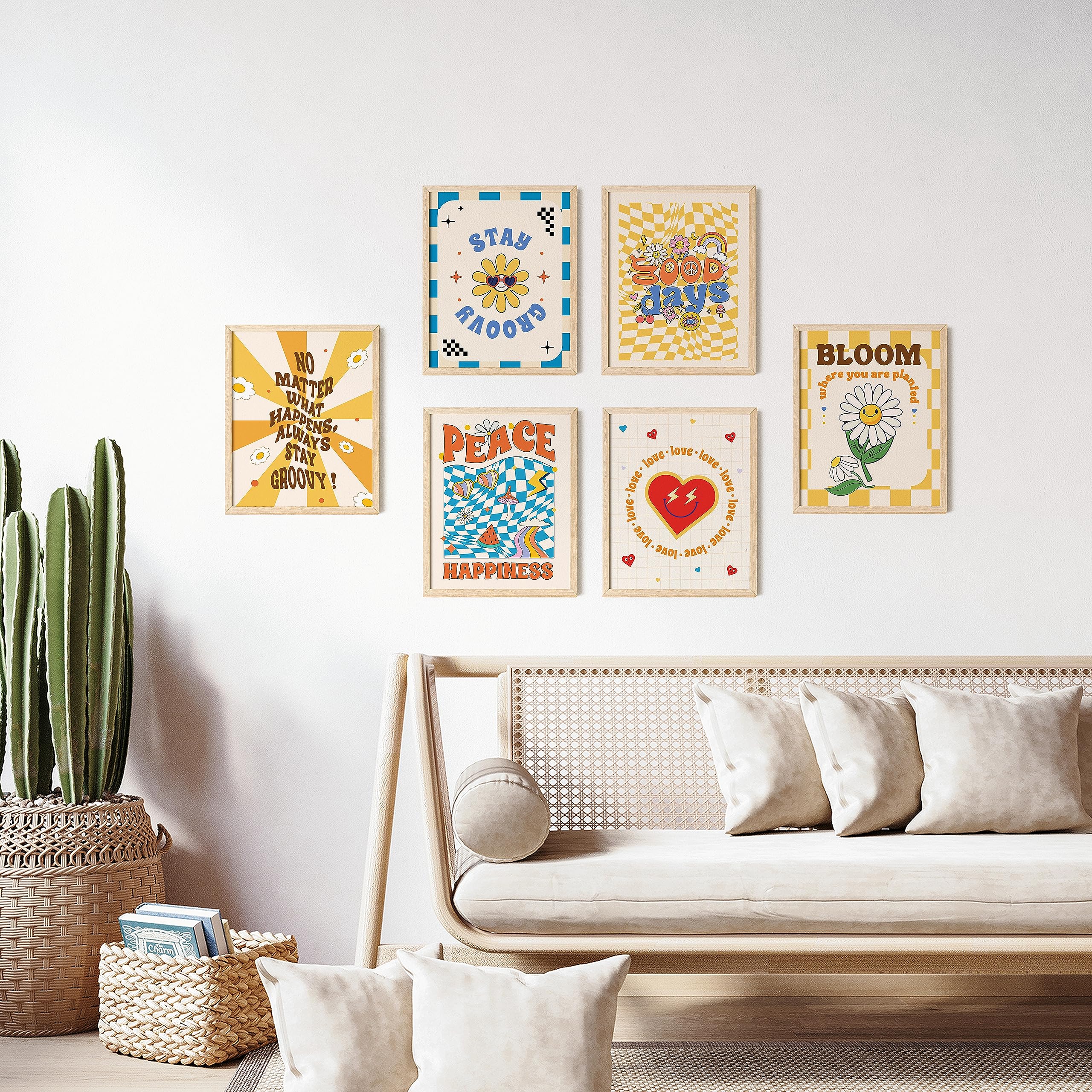 97 Decor Groovy Classroom Decor Aesthetic Pictures - Hippy Room Decor, Hippie Wall Decor, 70s Retro Wall Art Prints, Funky Flower Boho Groovy Posters for Nursery Bedroom Decorations (8x10 UNFRAMED)