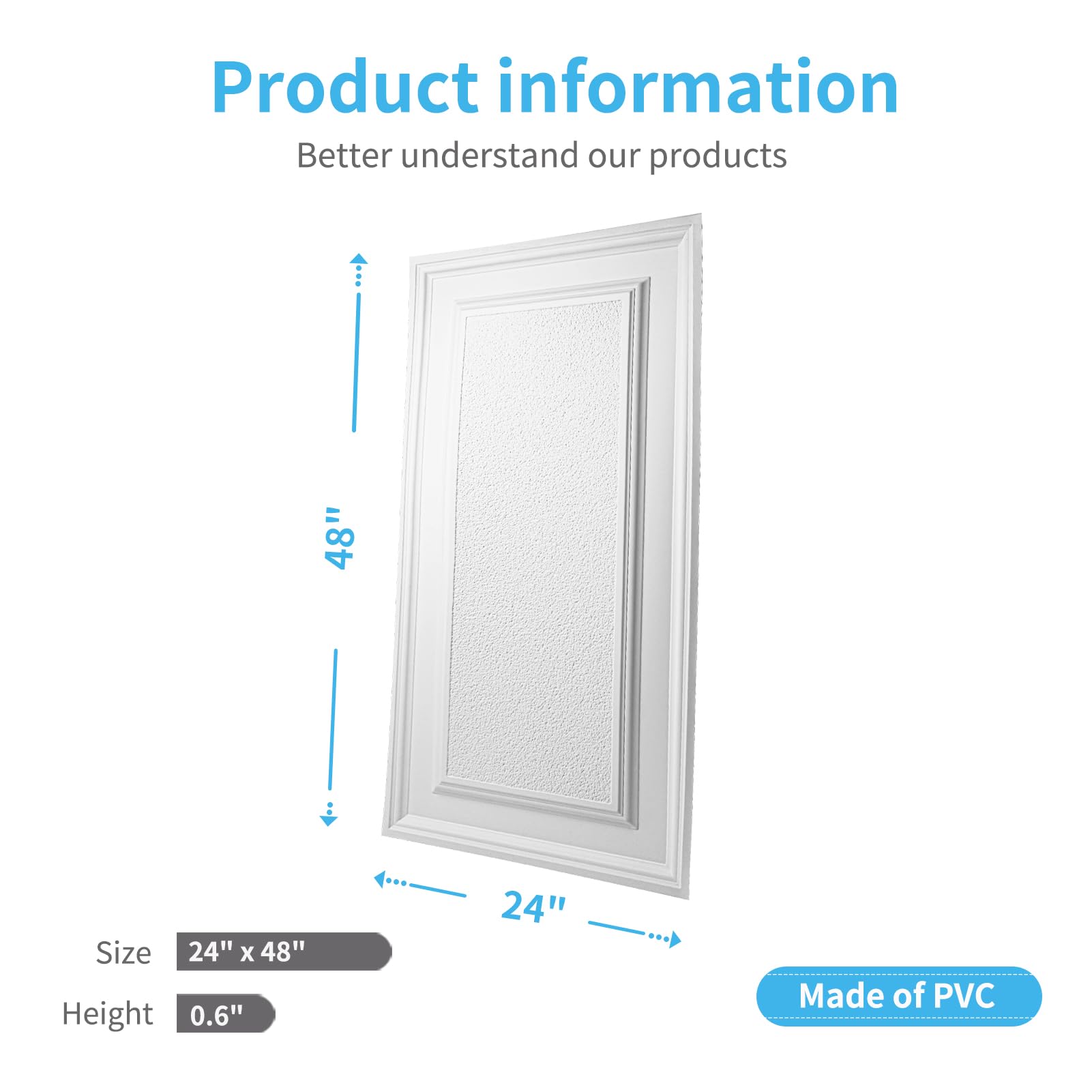 Art3d Drop Ceiling Tiles 24x48 inch White (12-Pack, 96 Sq.ft), 3D Wainscoting Panels Glue Up 2x4 FT