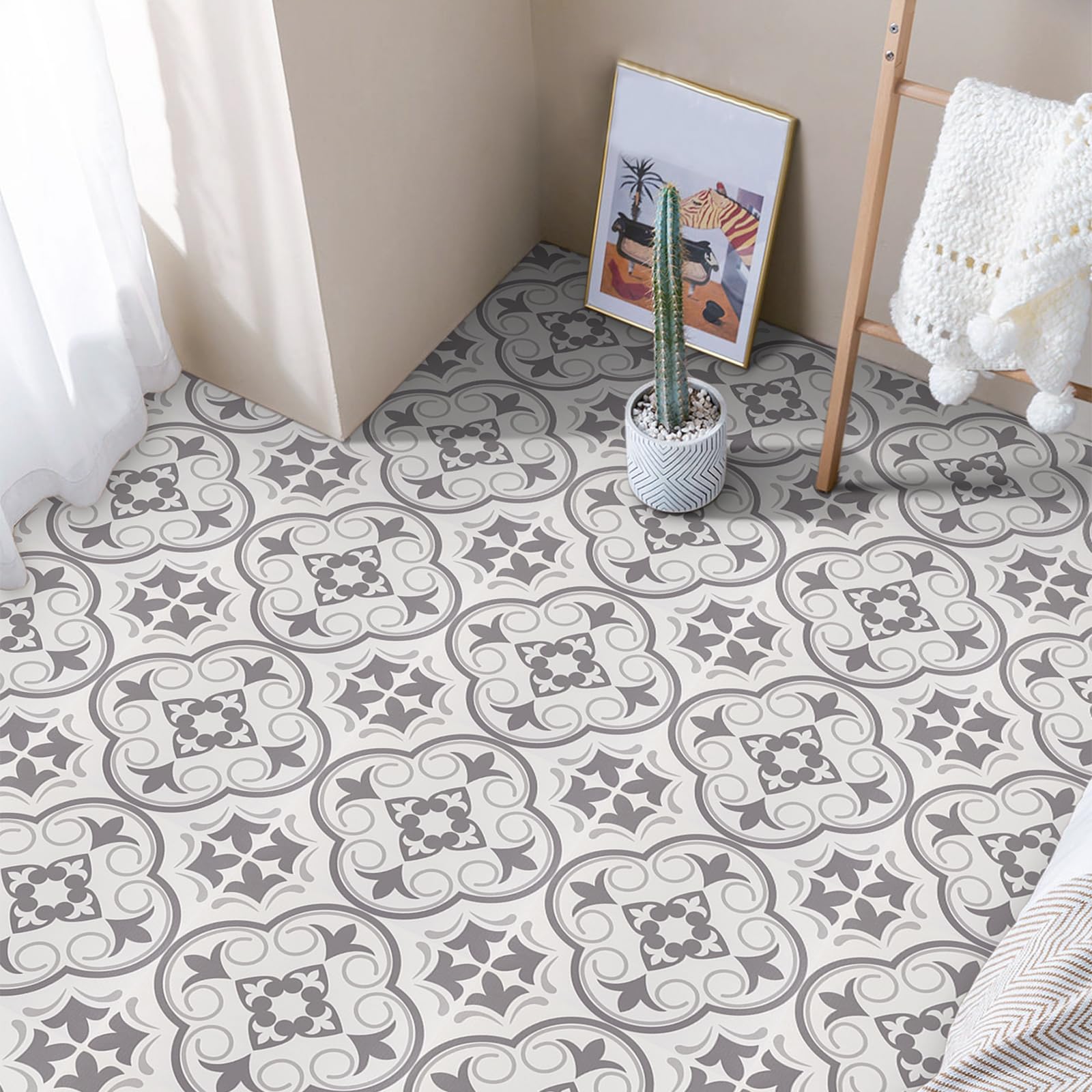 Elffloor Peel and Stick Floor Tile Vinyl Flooring Self-Adhesive Peel and Stick Tile 11.8 inch ×11.8 inch 10 pcs for Kitchen, Dining Room, Bedroom, Bathroom