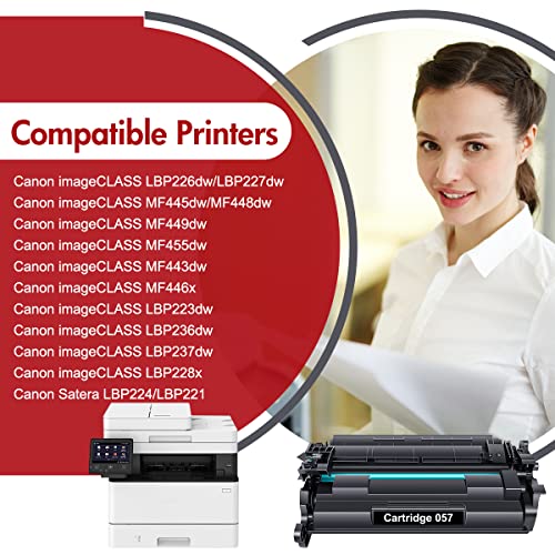 057 Black Toner Cartridge 3009C001 1-Pack Compatible Replacement for Canon 057 057H CRG-057 Toner Cartridge Color ImageCLASS MF445dw MF448dw MF449dw LBP226dw LBP227dw MF445 LBP220 Series Printer