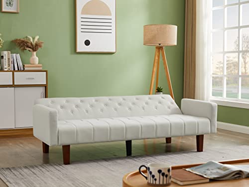 Zanzio Upholstered Convertible Bed for Compact Living Space Sofas, Beige
