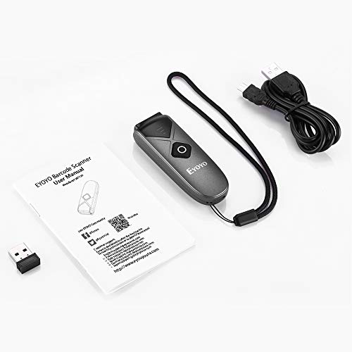 Eyoyo Mini 2D QR 1D Bluetooth Barcode Scanner, Portable Wireless Barcode Reader with USB Wired/Bluetooth/ 2.4G Wireless Connection PDF417 Data Matrix Image Scanner for iPad, iPhone, Android, Tablet PC