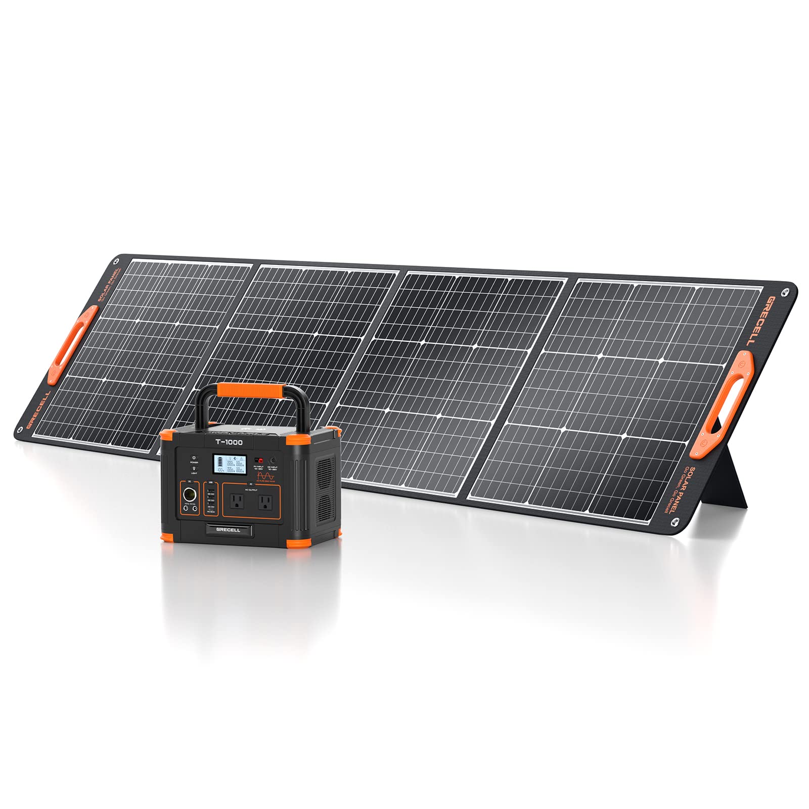 GRECELL 1000W Solar Generator with 200W Portable Solar Panel, 999Wh Portable Power Station Solar Powered Generator Lithium Battery Backup USB-C PD 60W for Outdoor Camping RV Off-Grid Home Emergency