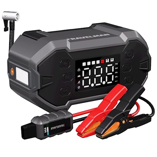TRAVELMAN T6 Car Jump Starter with Air Compressor, 4000A 160PSI 26800mAh Portable Jump Box Tire Inflator (All Gas/10.0L Diesel), 12V Car Jump Booster Battery Pack for Car,Truck,Boat,Bike
