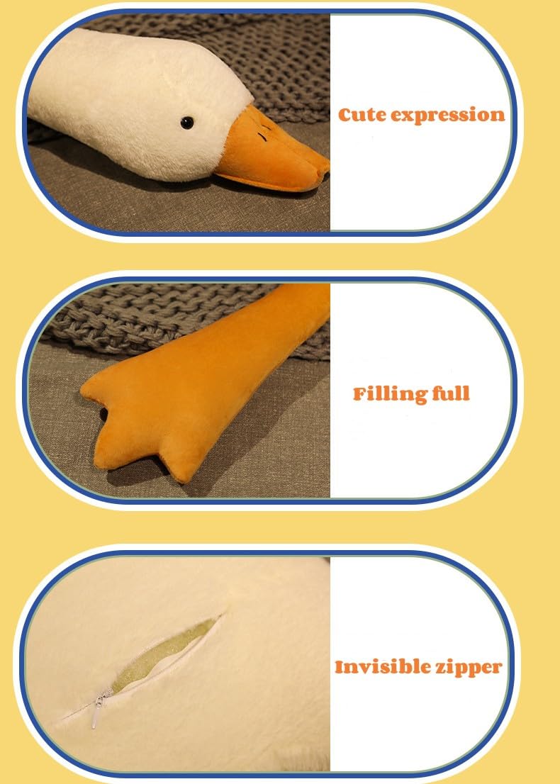 Giant Goose Stuffed Animal, 19.6 Inch Soft White Goose Plush Pillow, Cute Duck Plush Toy Swan Plushie Doll Sleeping Hugging Pillows Gift for Girls Boys