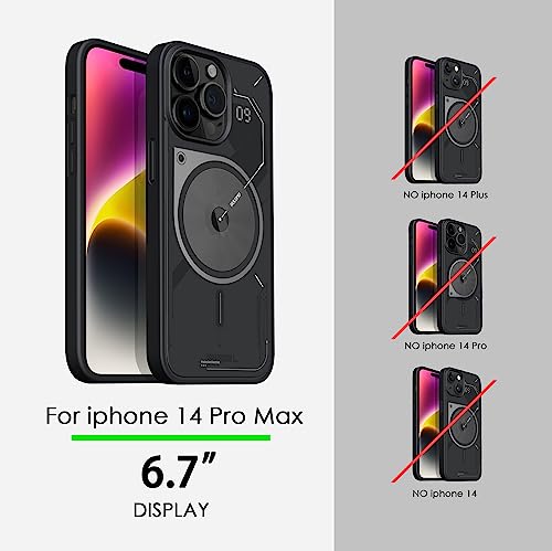 Aulumu A15 Magnetic Case for iPhone 14 Pro Max Case Compatible with MagSafe Semitranslucent Matte Cover, Hard Shell, Anti-Fingerprint, Slim Soft TPU Frame, 6.7inch, Black