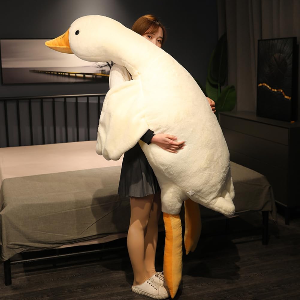 Giant Goose Stuffed Animal, 19.6 Inch Soft White Goose Plush Pillow, Cute Duck Plush Toy Swan Plushie Doll Sleeping Hugging Pillows Gift for Girls Boys