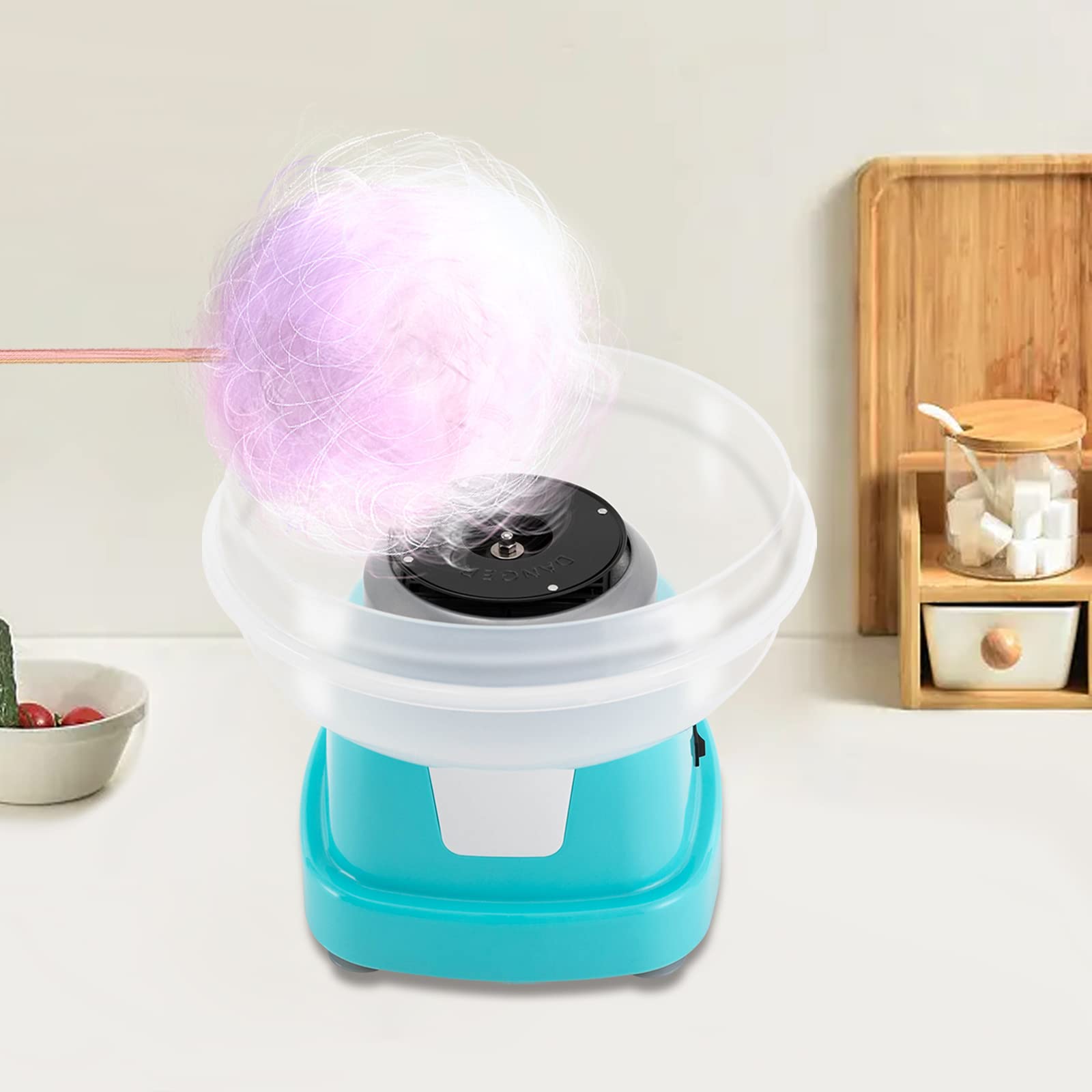 Cotton Candy Machine 400W Portable Cotton Candy Maker With Large Splash Proof Cricle, Homemade Countertop Candy Floss Maker for Kids Birthday Party Gift Christmas (Blue)