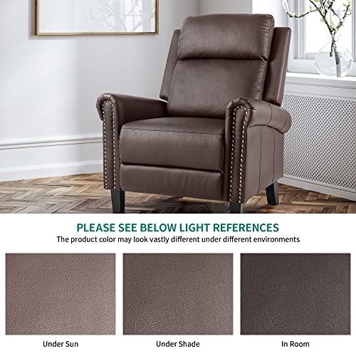 YITAHOME Leather Recliner Chair Set of 2, Push Back Recliner with Comfortable Arms and Back, Accent Chair Single Sofa Adjustable for Living Room, Home Theater Seating, Brown