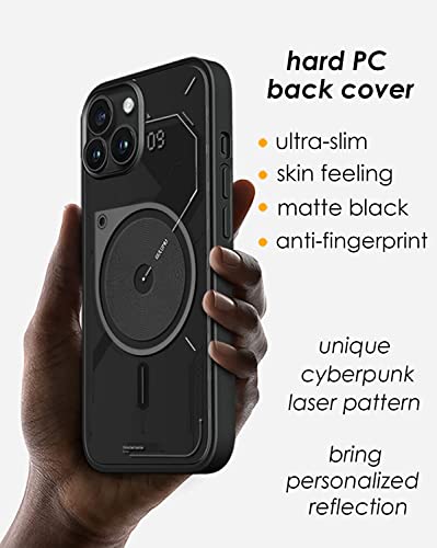 Aulumu A15 Magnetic Case for iPhone 14 Pro Max Case Compatible with MagSafe Semitranslucent Matte Cover, Hard Shell, Anti-Fingerprint, Slim Soft TPU Frame, 6.7inch, Black