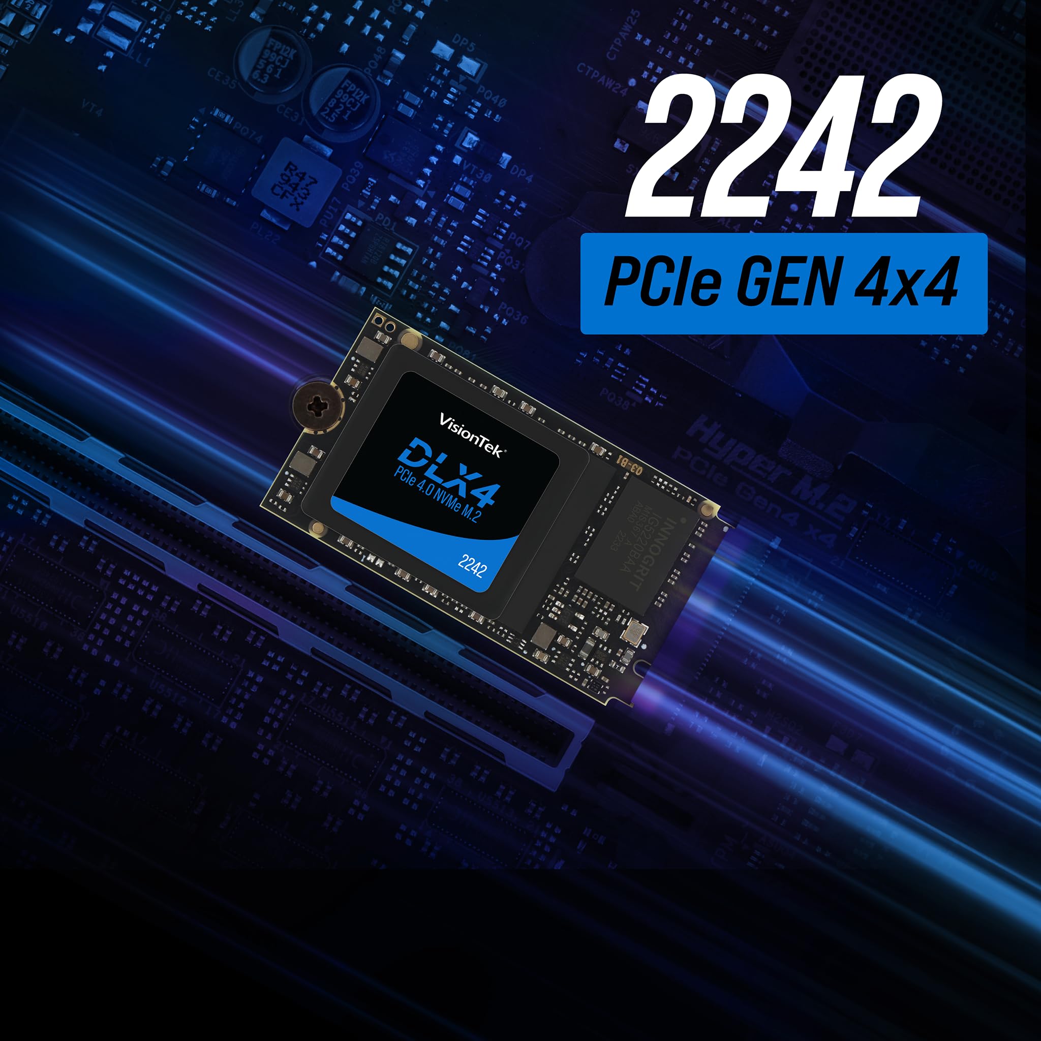 VisionTek 2242 DLX4 M.2 SSD - 1TB - PCIe Gen 4.0 x4 NVMe - 5200MB/s Read, 4775MB/s Write – Laptops, Handheld Gaming PCs, NUC