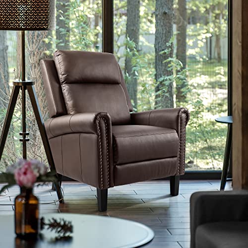 YITAHOME Leather Recliner Chair Set of 2, Push Back Recliner with Comfortable Arms and Back, Accent Chair Single Sofa Adjustable for Living Room, Home Theater Seating, Brown