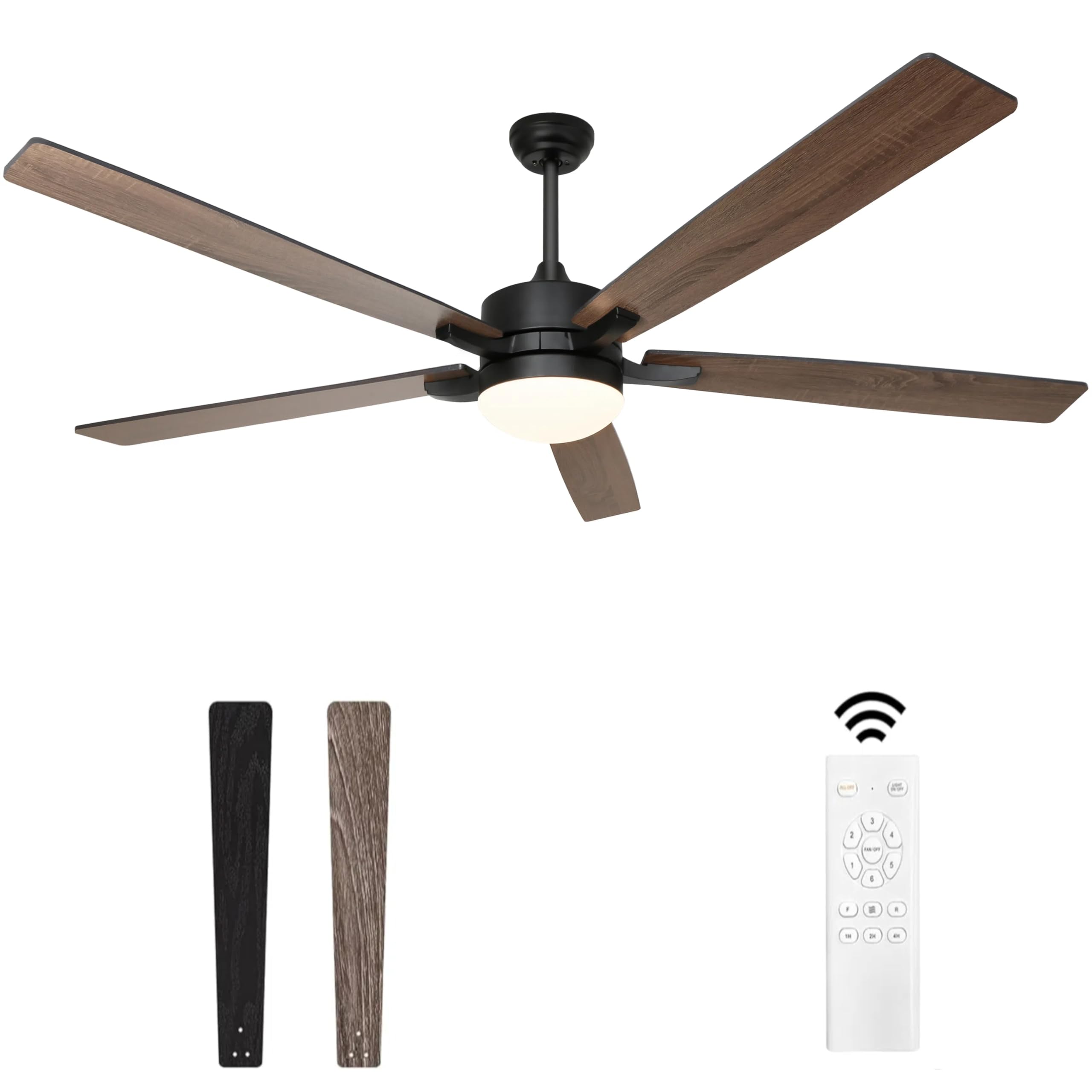 Ohniyou Large Ceiling Fan with Lights and Remote - 76 Inch Indoor Outdoor Ceiling Fans, 3CCT, Reversible DC Motor, Industrial Farmhouse Ceiling Fan for Patio Living Room Bedroom Garage Shop