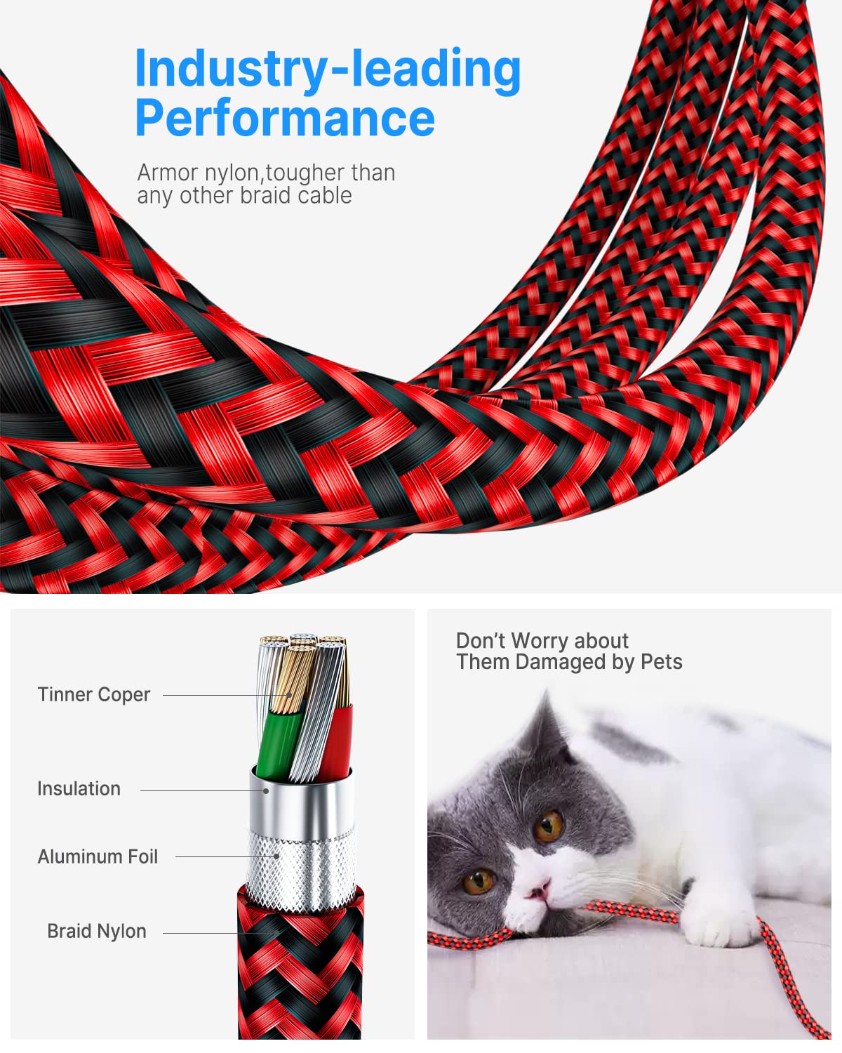 iPhone Charger Fast Charging [Apple MFi Certified] 6ft/5/3/1.5 Lightning Cable iPhone Charger Cord Nylon Braided USB Cable Compatible with iPhone 14 13 12 Pro Max 11 XR XS X 8 7 6s Plus SE iPad