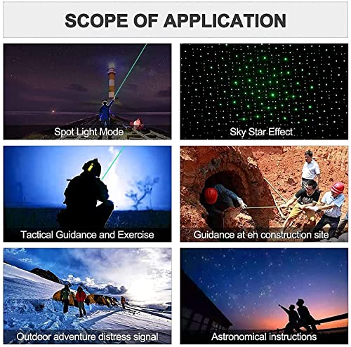Long Range Green Laser Pointer High Power, Strong Laser Pointer Pen,2000 metres Powerful Tactical Green Lazer Pointer Light Rechargeable, Star Cap Adjust for Astronomy Hiking, Cat Laser Toy USB Charge