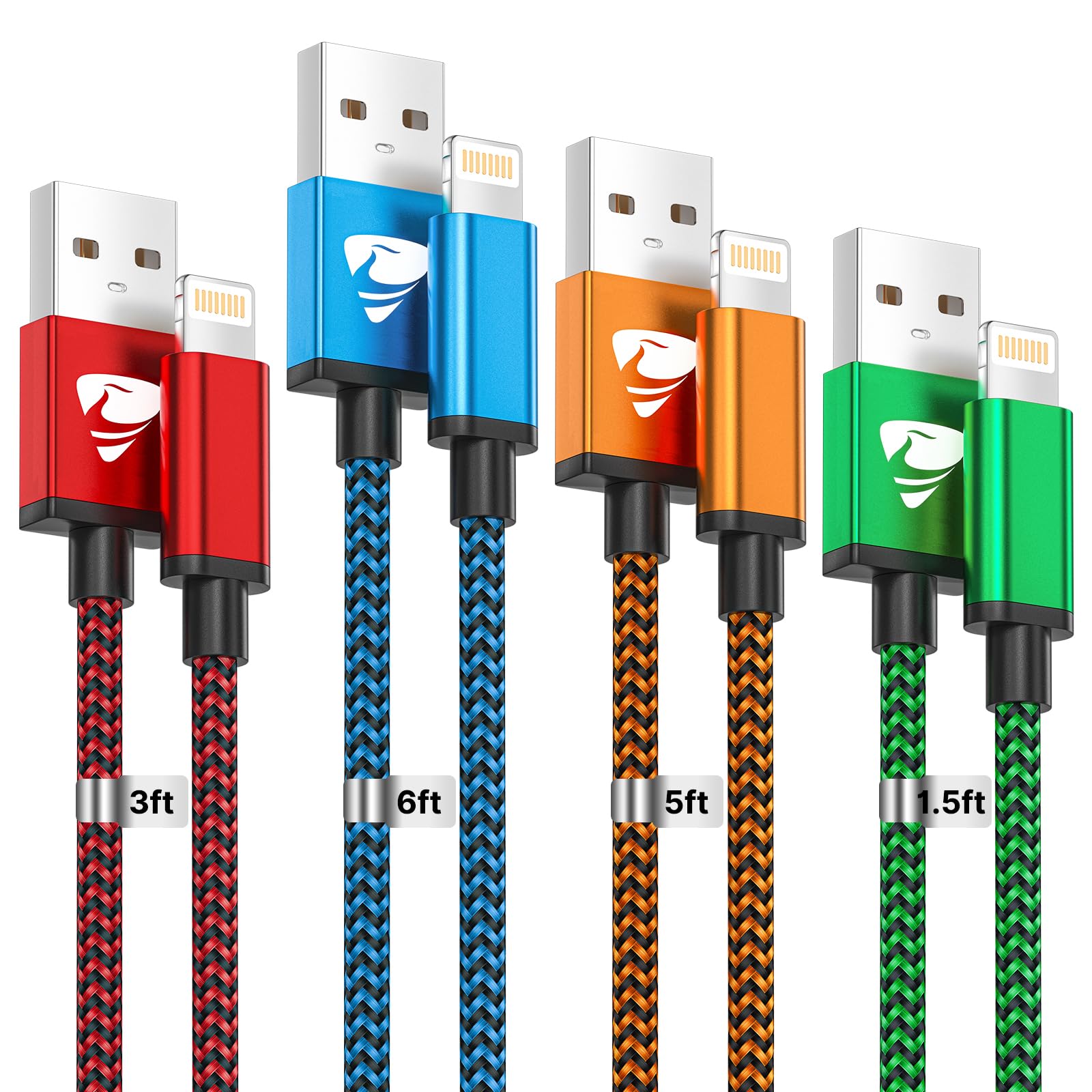iPhone Charger Fast Charging [Apple MFi Certified] 6ft/5/3/1.5 Lightning Cable iPhone Charger Cord Nylon Braided USB Cable Compatible with iPhone 14 13 12 Pro Max 11 XR XS X 8 7 6s Plus SE iPad