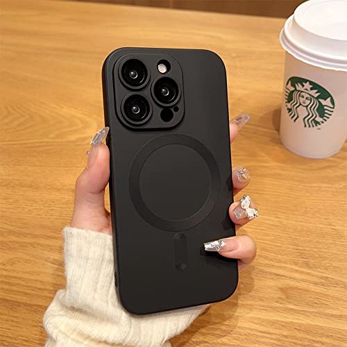 Fycyko Phone Case for iPhone 13 Pro Max Magnetic Case [Adaptation with Magsafe] Slim Silicone Soft Smooth Design for iPhone 13 Pro Max 6.7'' with Camera Protector-Black