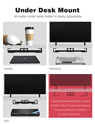 Mellbree Under Desk Laptop Mount, 2023 Upgraded EVA Sponge Full Wrap Type Under Desk Laptop Holder Suitable for Devices Less Than 1.4" Thick, Such as Laptops, Macbooks, Keyboard, Routers