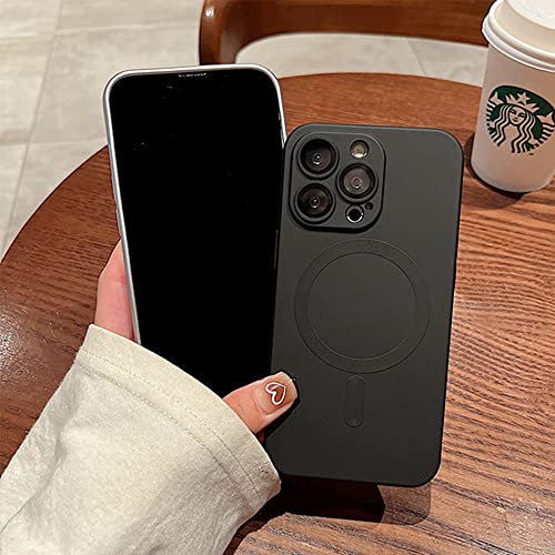 Fycyko Phone Case for iPhone 13 Pro Max Magnetic Case [Adaptation with Magsafe] Slim Silicone Soft Smooth Design for iPhone 13 Pro Max 6.7'' with Camera Protector-Black