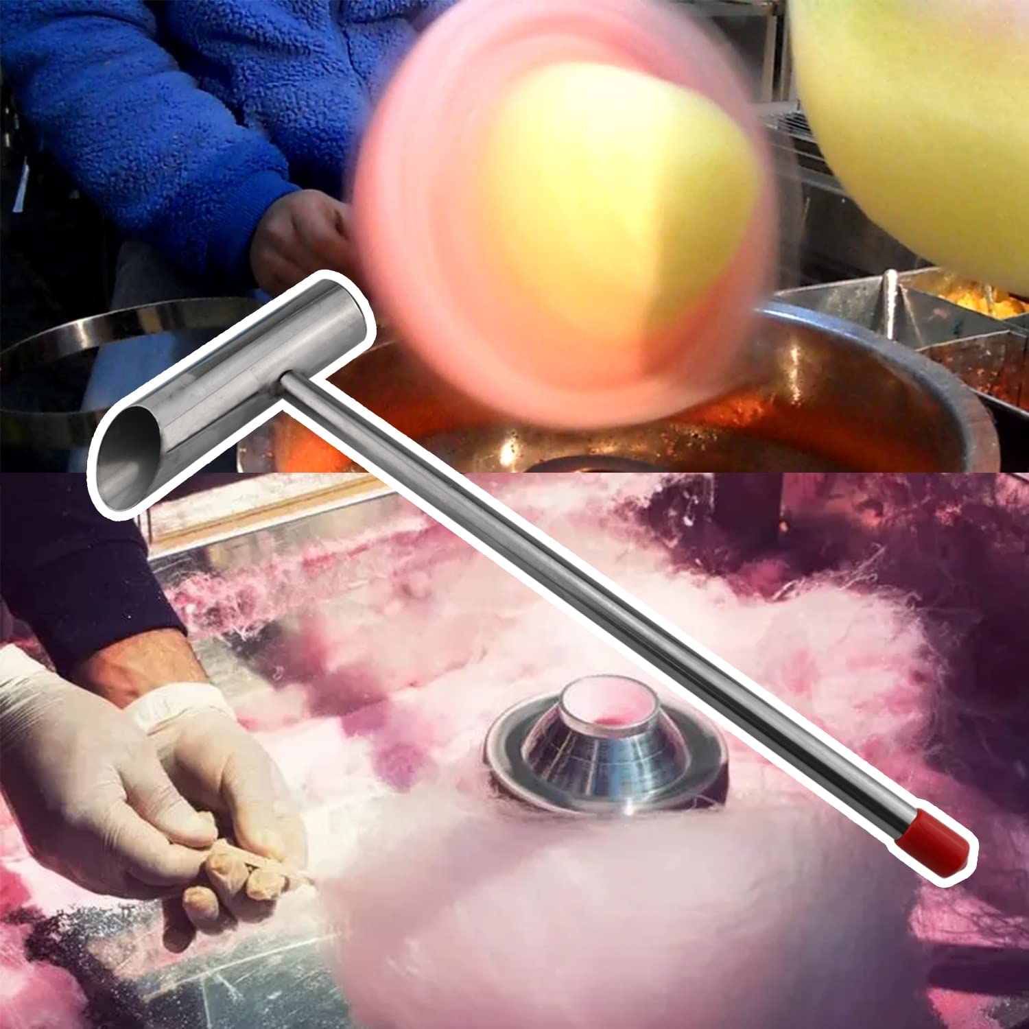 JJHXSM Marshmallow Machine Spoon 28x8cm Long Handle Stainless Steel Sugar Spoon Cotton Candy Machine Spare Parts