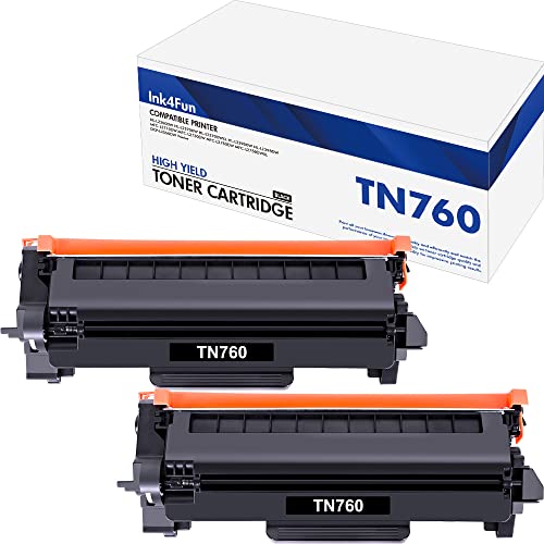 TN760 TN-760 High Yield Black: 2 Pack Compatible TN730 TN 760 Toner Cartridge Replacement for Brother MFC-L2710DW HL-L2395DW MFC-L2750DW HL-L2370DW HL-L2390DW DCP-L2550DW HL-L2350DW Printer
