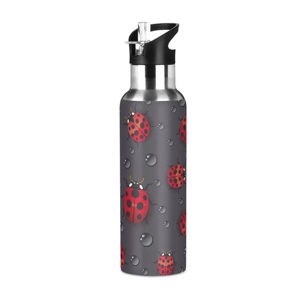 xigua Ladybug Water Bottle Double Walled Stainless Steel Leak Proof Thermo Flask for Sports Gym Cycling Outdoor,20 oz.