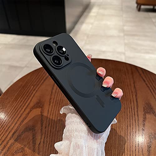 Fycyko Phone Case for iPhone 13 Pro Max Magnetic Case [Adaptation with Magsafe] Slim Silicone Soft Smooth Design for iPhone 13 Pro Max 6.7'' with Camera Protector-Black