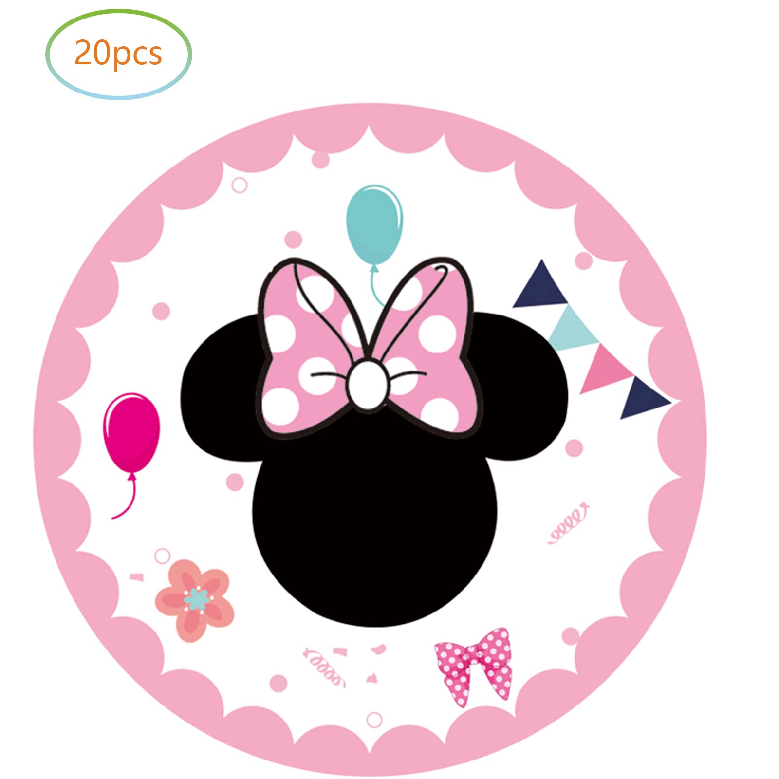 Birthday Party Supplies for Pink Minnie, Include 20 Plates and 20 Napkins, Pink Minnie Birthday Party Decorations