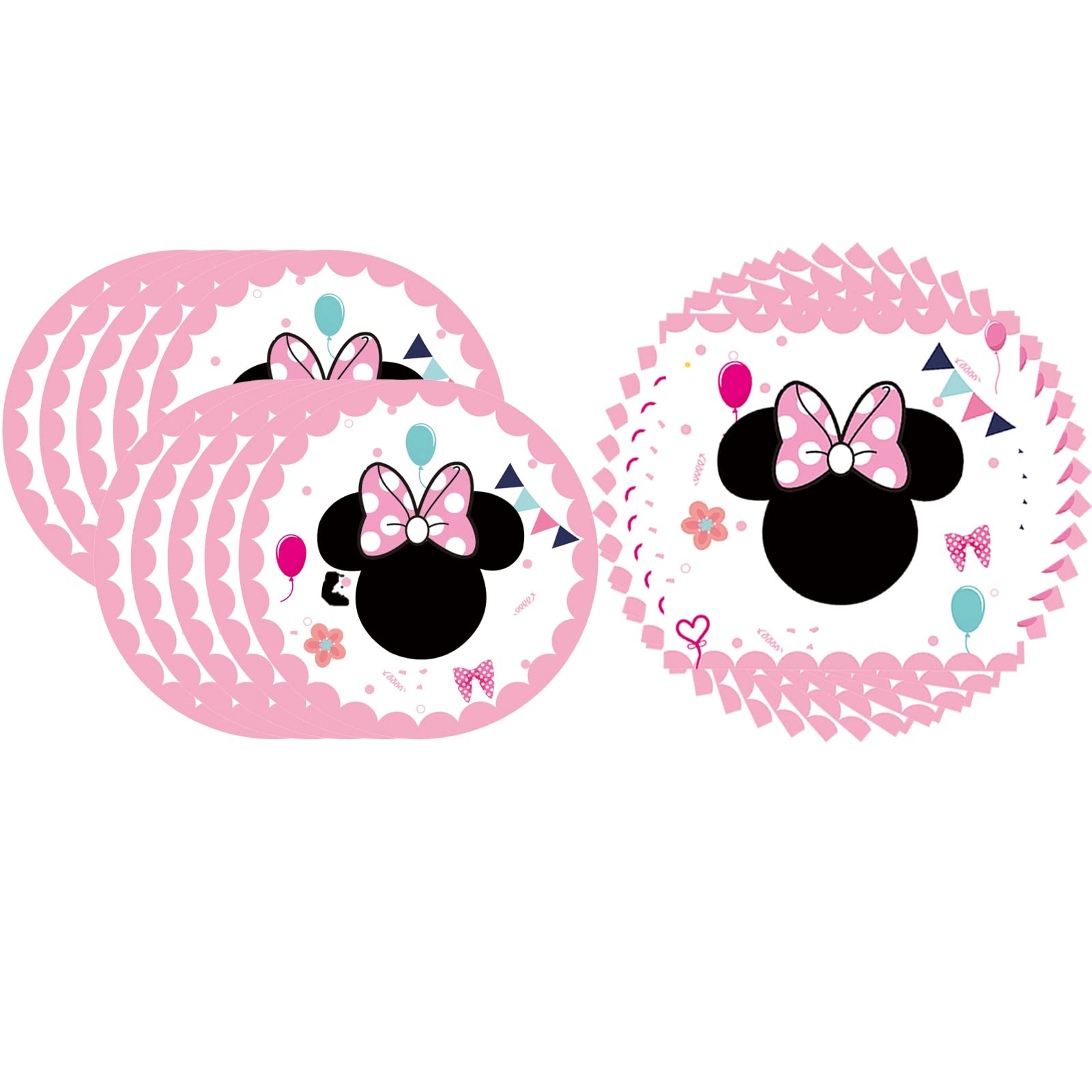 Birthday Party Supplies for Pink Minnie, Include 20 Plates and 20 Napkins, Pink Minnie Birthday Party Decorations