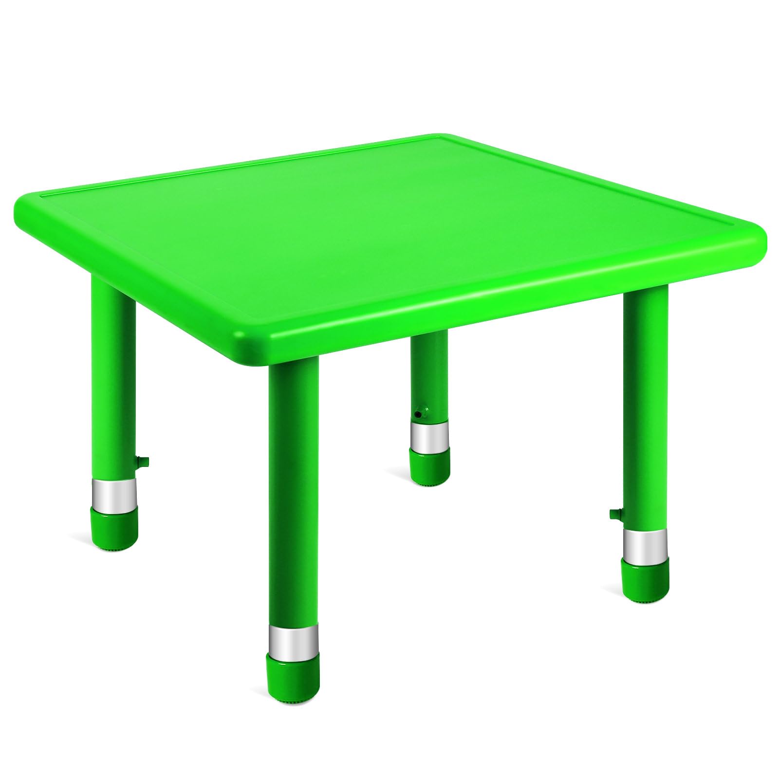 Plastic Classroom Table 24'' Square Height Adjustable Activity Table Classroom Furniture Waterproof Activity Desk for Kids Preschool Daycare School (Green)