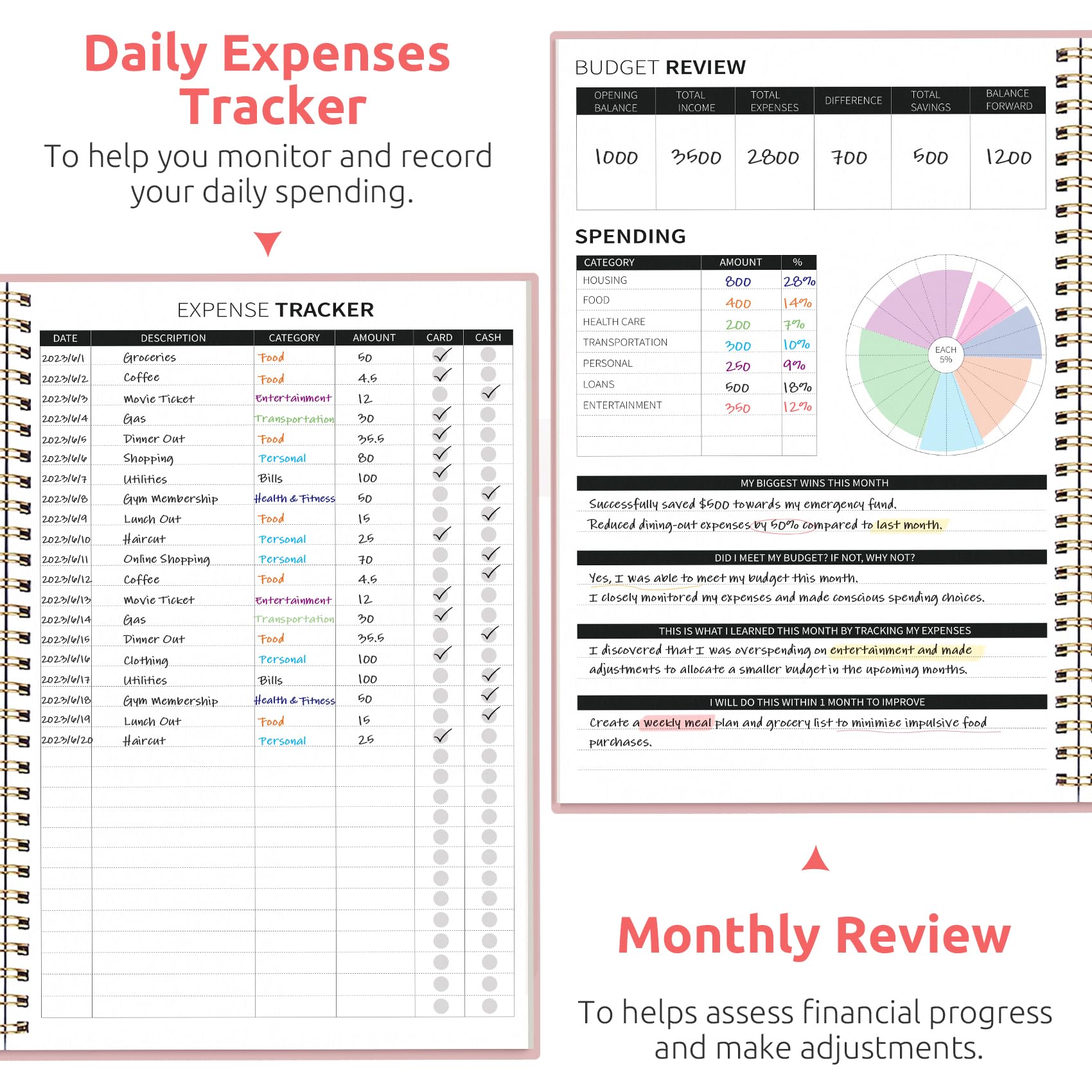 Budget Planner - Monthly Budget Book with Expense Tracker Notebook, Undated Bill Organizer & Finance Planner to Take Control of Your Money, 2024-2025 Account Book to Manage Your Finances-Pink