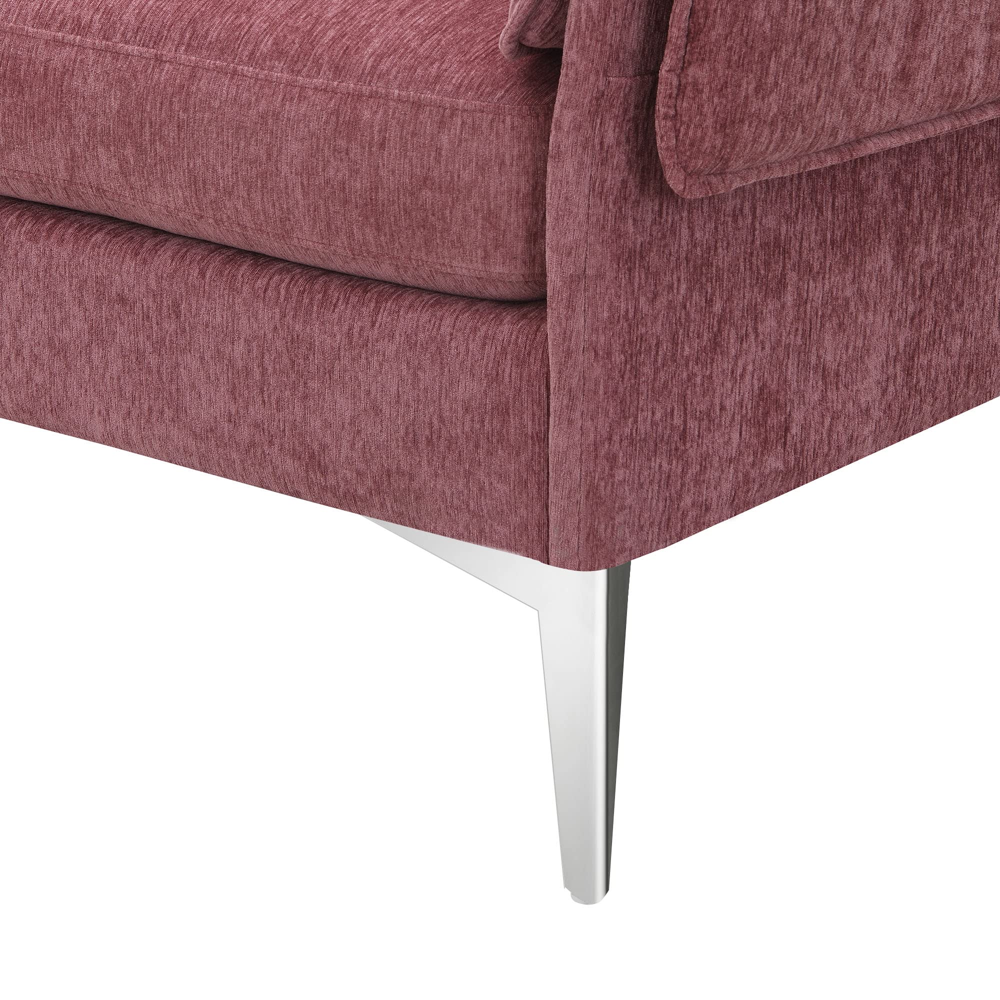 KoiHome 84" Convertible Sectional 2 Pillows, Modern Chenille L-Shaped Couch with Reversible Chaise Lounge, 3-Seater Sleeper Sofa, Fit for Living Room,Office,Apartment, Polyester, Pink
