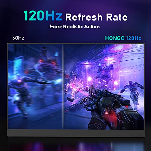 HONGO 2K 16" Portable Gaming Monitor, 2560x1600 QHD with VESA, HDR, IPS Second Screen, 120Hz Refresh Rate for PS5, Phone, Switch