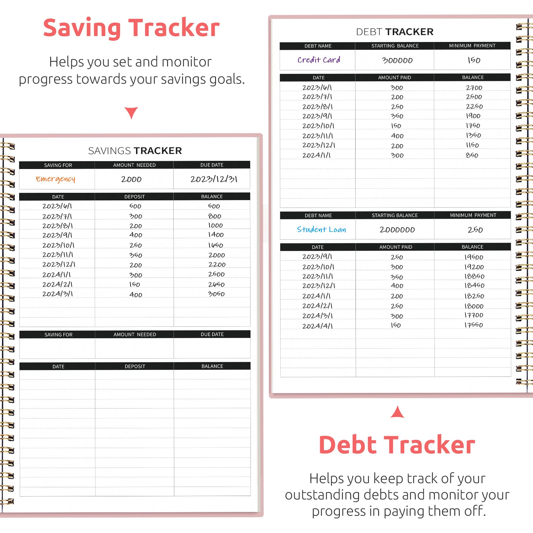 Budget Planner - Monthly Budget Book with Expense Tracker Notebook, Undated Bill Organizer & Finance Planner to Take Control of Your Money, 2024-2025 Account Book to Manage Your Finances-Pink