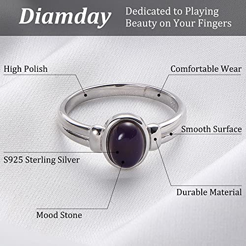 Diamday Mood Ring 925 Sterling Silver Stone Ring for Women Temperature Sensitive Color Changing Mood Stone Ring Durable Band Jewelry Gift -5