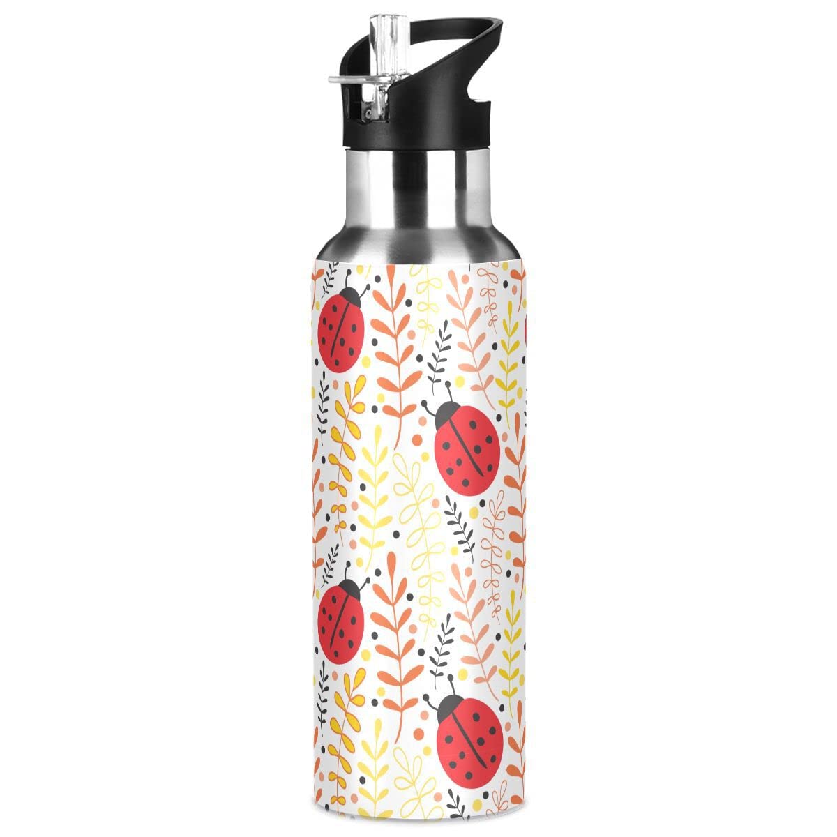 xigua Ladybug Water Bottle Double Walled Stainless Steel Leak Proof Thermo Flask for Sports Gym Cycling Outdoor,20 oz.