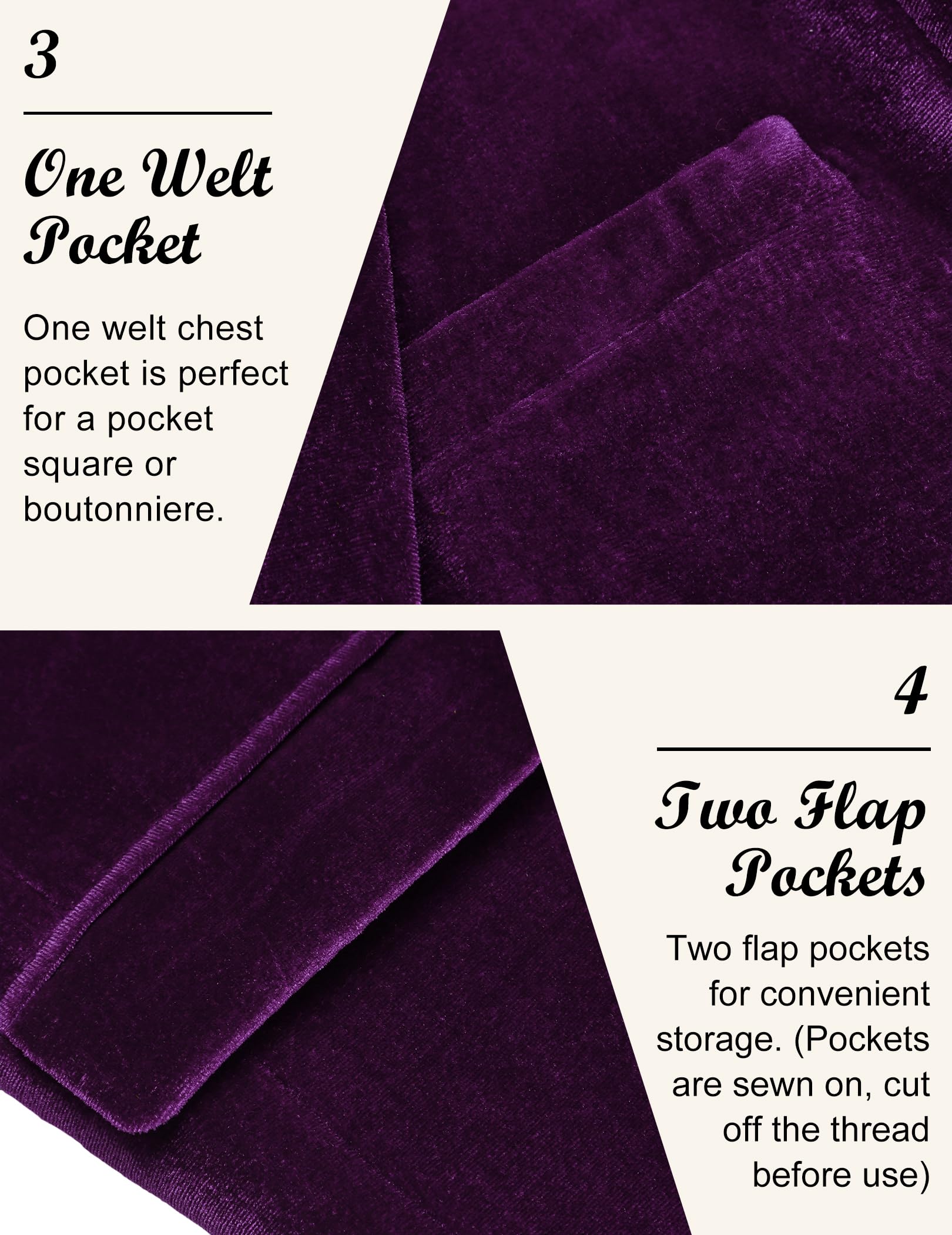 COOFANDY Velvet Tuxedo Jacket for Men Purple One Button Blazer Prom Party Jackets (Purple L)