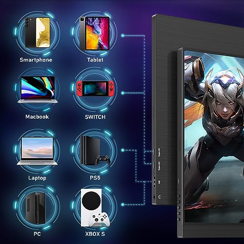 HONGO 2K 16" Portable Gaming Monitor, 2560x1600 QHD with VESA, HDR, IPS Second Screen, 120Hz Refresh Rate for PS5, Phone, Switch
