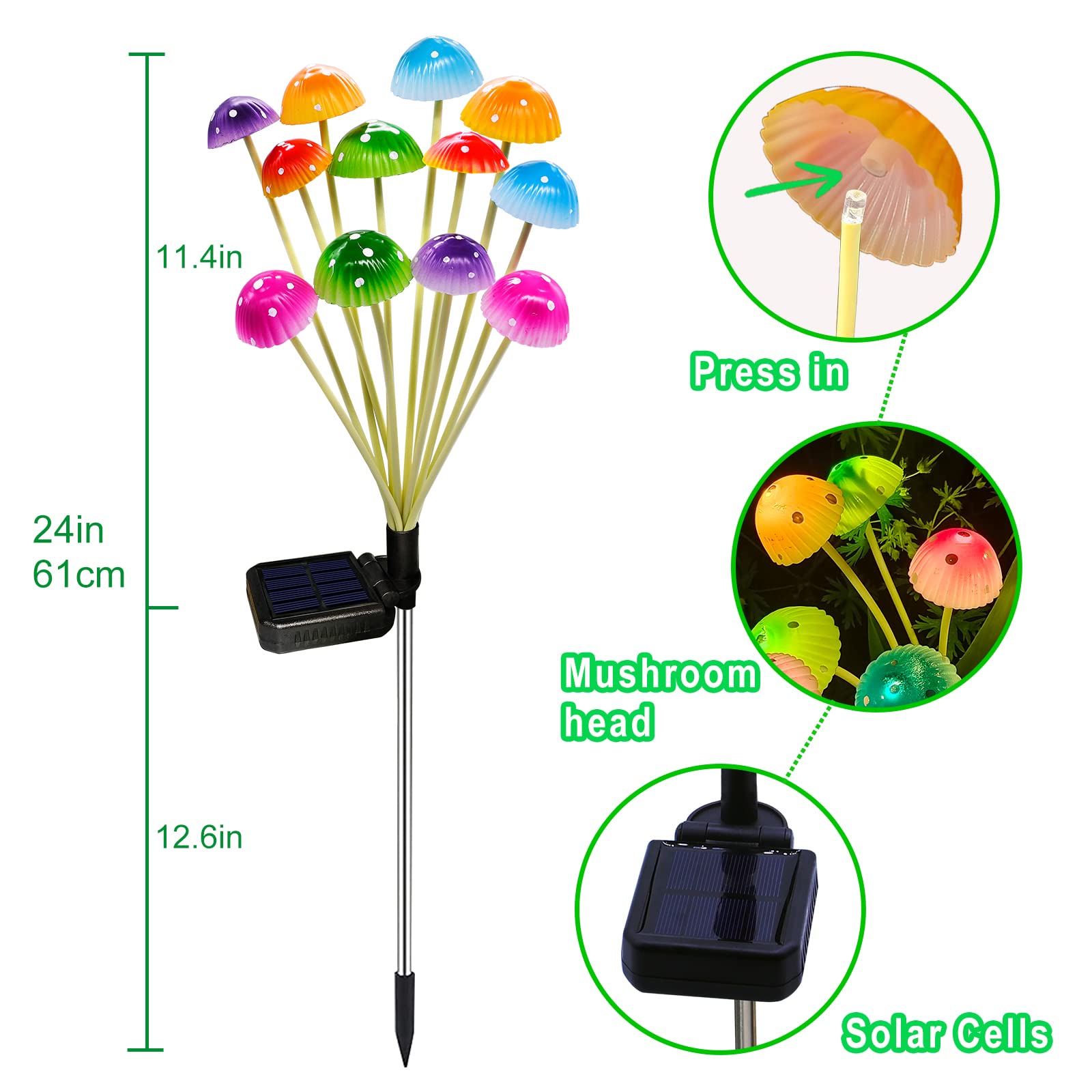 Solar Garden Lights, 2 Pack Solar Mushroom Lights Outdoor, Upgraded 24LED Mushroom Flower Light Yard Decor Outside Waterproof, Garden Decor for Lawn Front Porch Patio Backyard