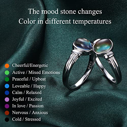 Diamday Mood Ring 925 Sterling Silver Stone Ring for Women Temperature Sensitive Color Changing Mood Stone Ring Durable Band Jewelry Gift -5