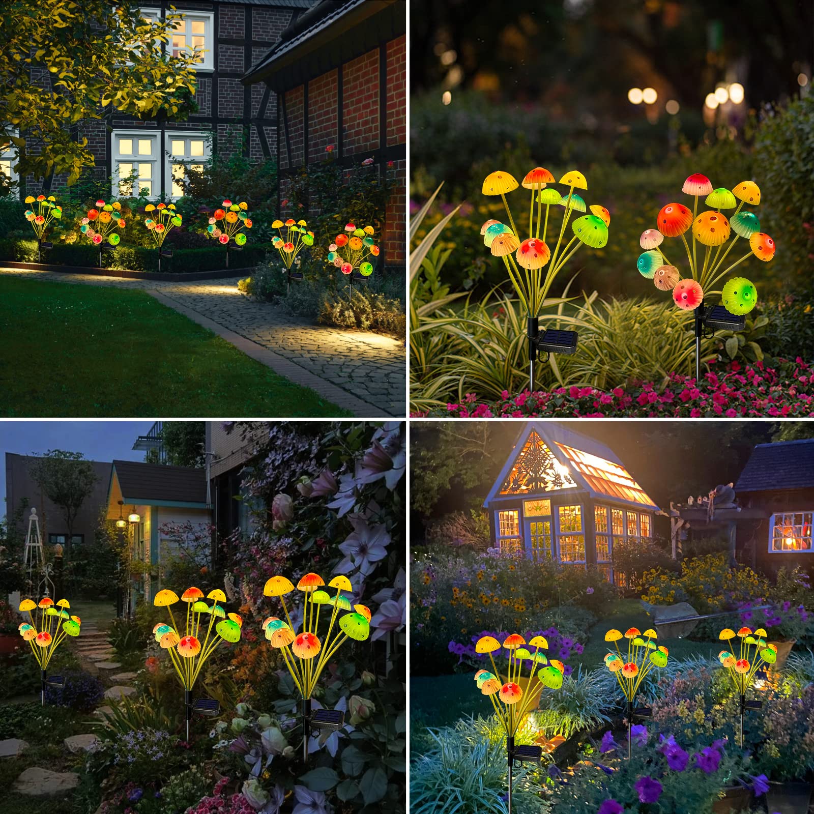 Solar Garden Lights, 2 Pack Solar Mushroom Lights Outdoor, Upgraded 24LED Mushroom Flower Light Yard Decor Outside Waterproof, Garden Decor for Lawn Front Porch Patio Backyard