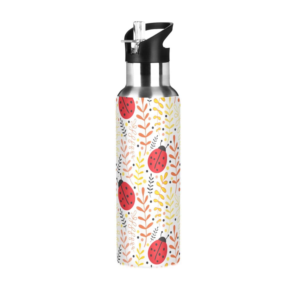 xigua Ladybug Water Bottle Double Walled Stainless Steel Leak Proof Thermo Flask for Sports Gym Cycling Outdoor,20 oz.