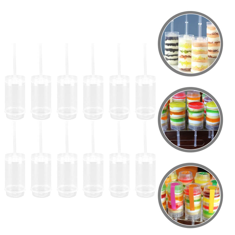 60Pack Cake Push Pop Containers with Lids, Reusable Cake Push Pops, Muti-purpose Push Pop Cake Containers, Plastic Cake Push-up Pop Shooter for Cupcake, Confetti, Homemade Ice Cream,Desserts
