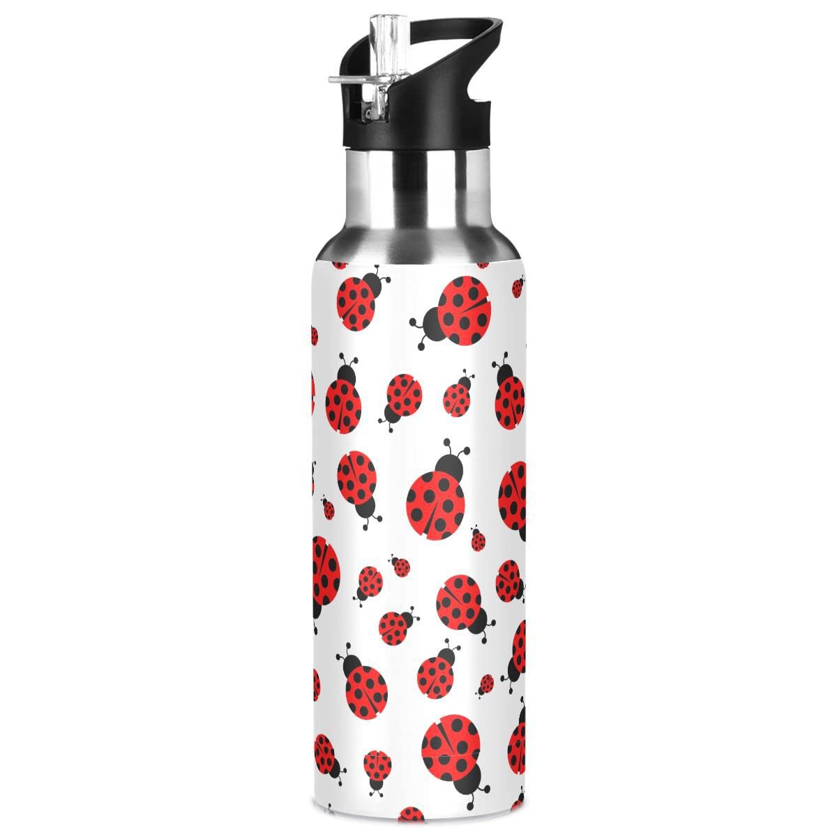 xigua Ladybug Water Bottle Double Walled Stainless Steel Leak Proof Thermo Flask for Sports Gym Cycling Outdoor,33 oz.