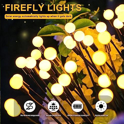 Siuholi Solar Lights-Firefly Lights, New Upgraded 4 Pieces Together Feature 32 LEDs Solar Starburst Swaying Waterproof Lights in Each Pack, Great for Lighting，Warm White（4pack） (Siuholi-1)