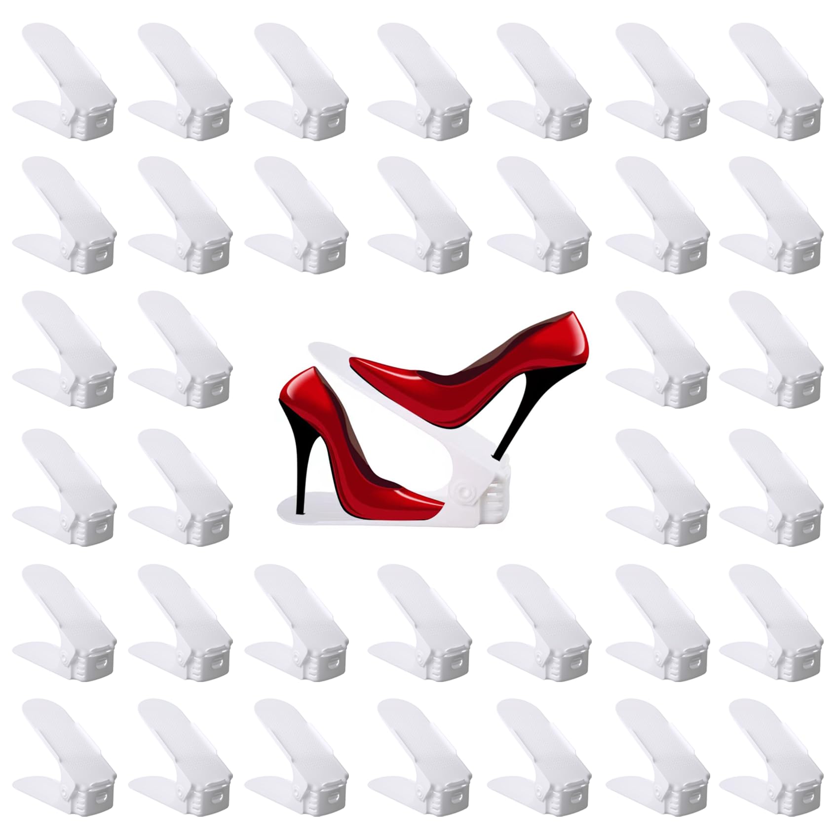 Antigo Shoes Organizer for Closet, 36 Pack Shoe Slots Organizer 50% Space Saver Shoe Storage Shoe Holder for Closet Organization, Shoe Rack Organizador De Zapatos Space Saver for Entryway(White)