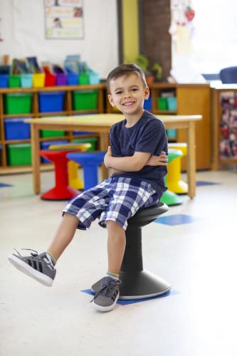 Storex Wiggle Stool – Active Flexible Seating for Classroom and Home Study, Adjustable 12-18 Inch Height, Black (00300A01C)