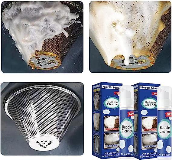Foam heavy grease cleaner, kitchen power decontamination foam cleaner, general foam cleaning foam spray, stubborn grease decontamination spray, solid grease and detergent non flushing cleaning spray (100ml, 2 packs)