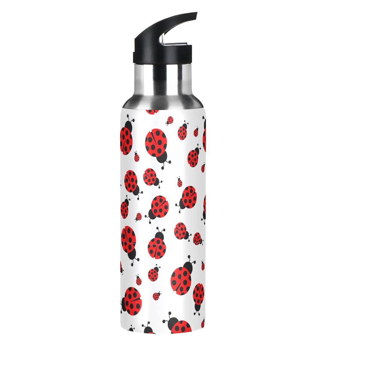 xigua Ladybug Water Bottle Double Walled Stainless Steel Leak Proof Thermo Flask for Sports Gym Cycling Outdoor,33 oz.
